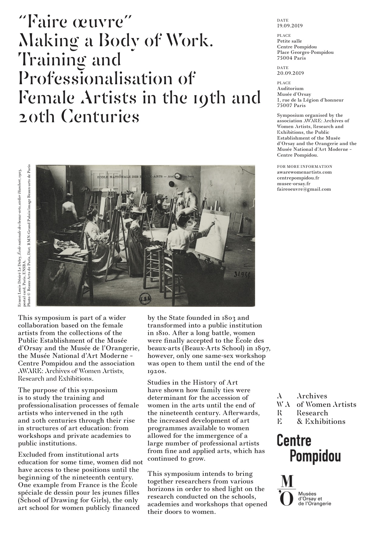 KATHERINE MANTHORNE TO ADDRESS “FAIRE OEUVRE” COLLOQUIUM, MUSEE D’ORSAY ...